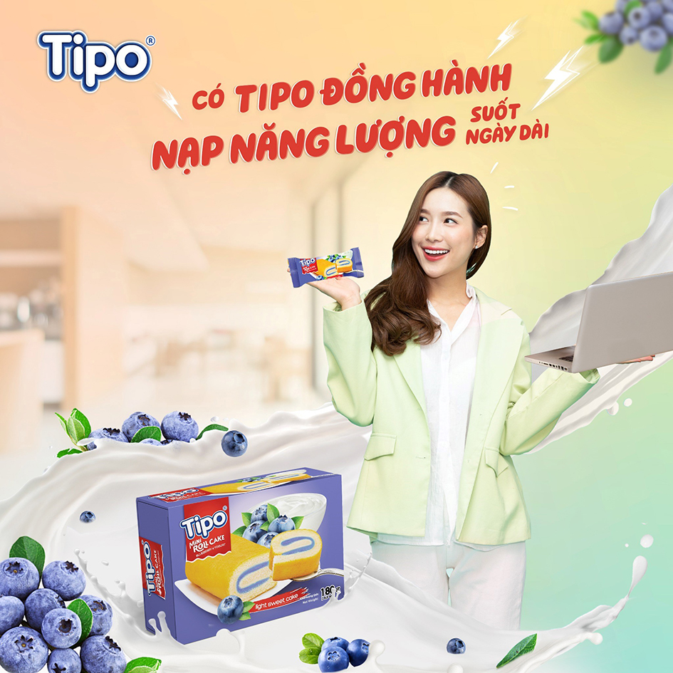 Tipo Bánh Bông lan cuộn kem Sữa chua Việt quất có ngon không?